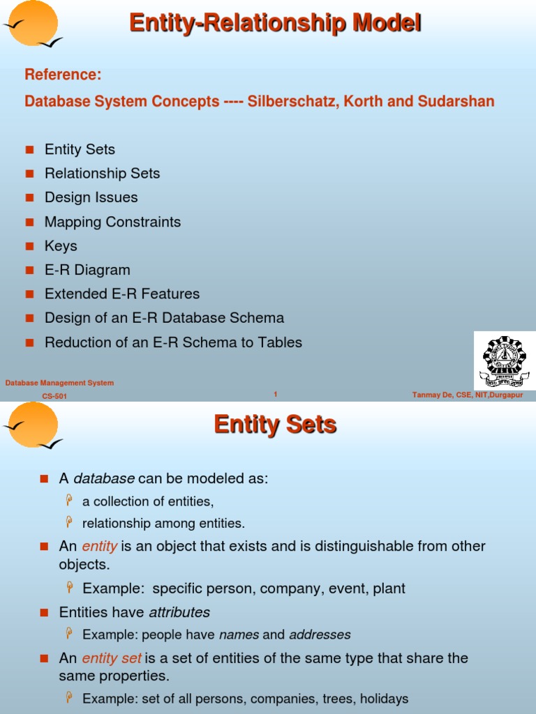 Entity-Relationship Model: Reference: Database System Concepts ...