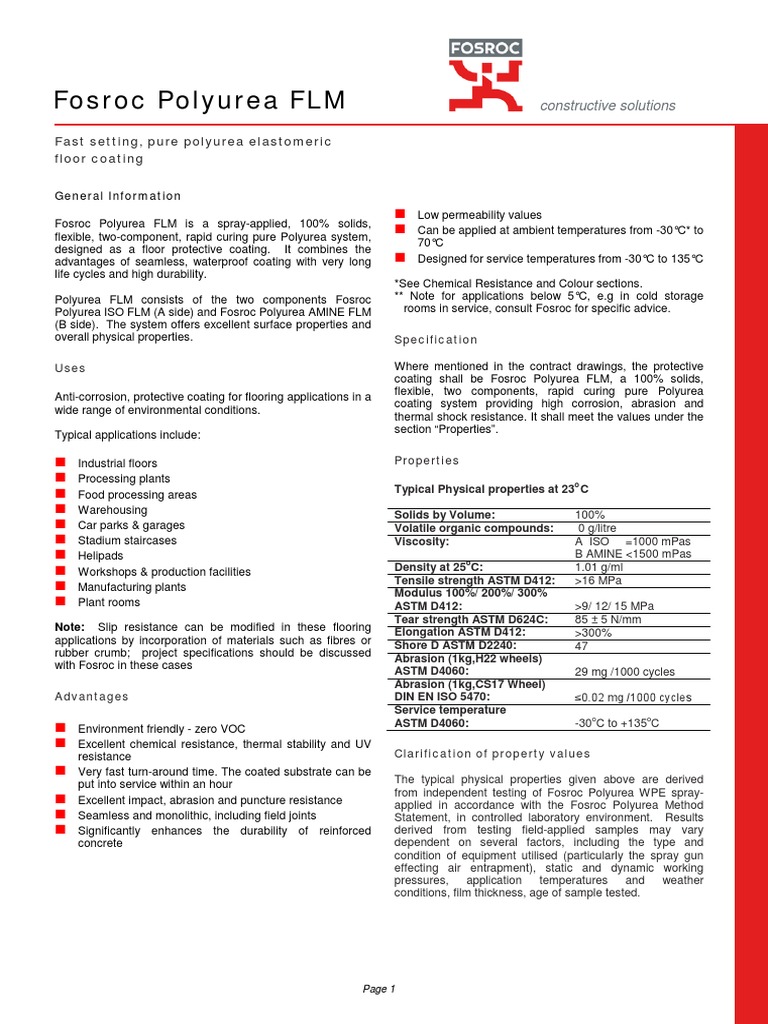 Fosroc Polyurea FLM | PDF | Solid | Corrosion