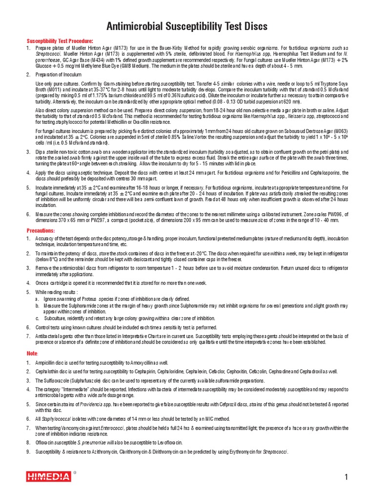 Zone Size Interpretative Chart (Based On Results Obtained Using Mueller ...