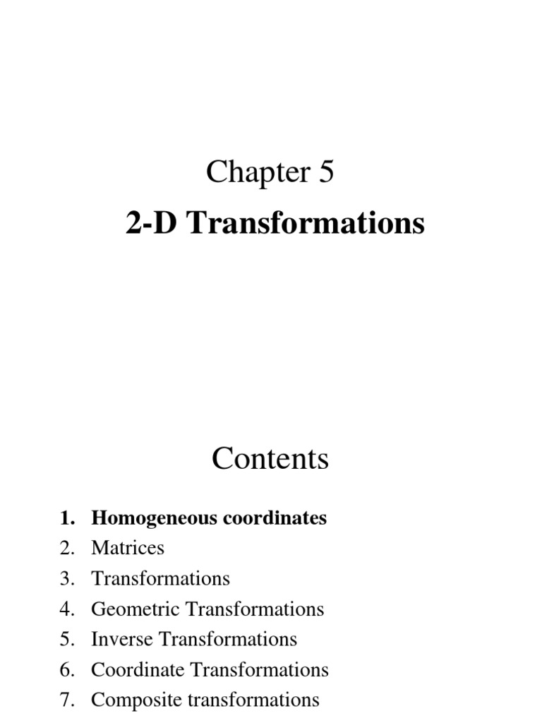 2d Transformations Pdf 2 D Computer Graphics Matrix Mathematics