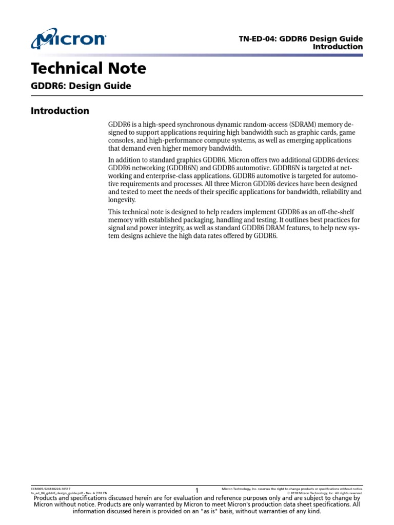 Tn-Ed-04 Gddr6 Design Guide | PDF | Dynamic Random Access Memory | Capacitor