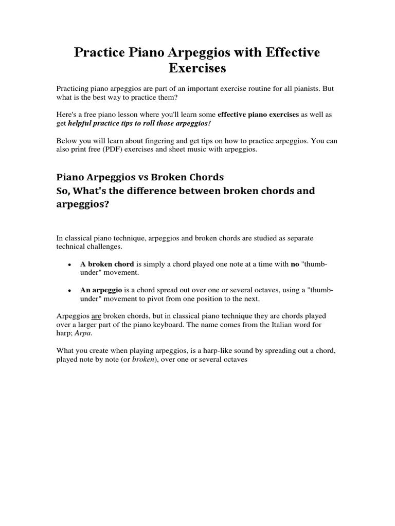 Practice Piano Arpeggios With Effective Exercises | PDF | Piano ...