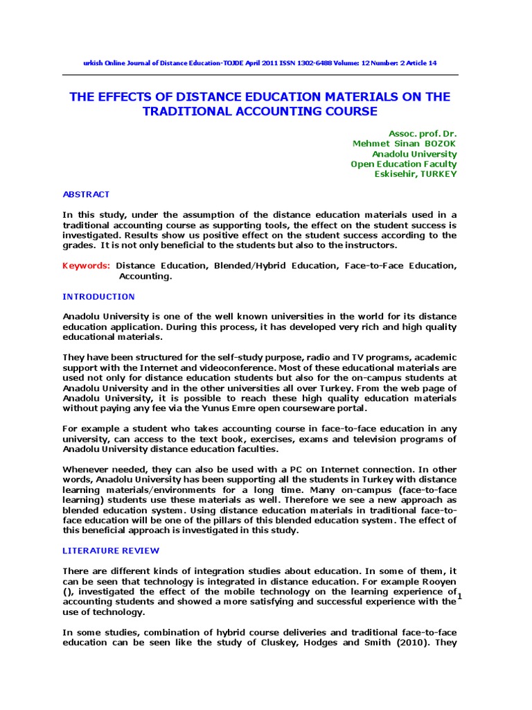The Effects of Distance Education Materials On The Traditional ...