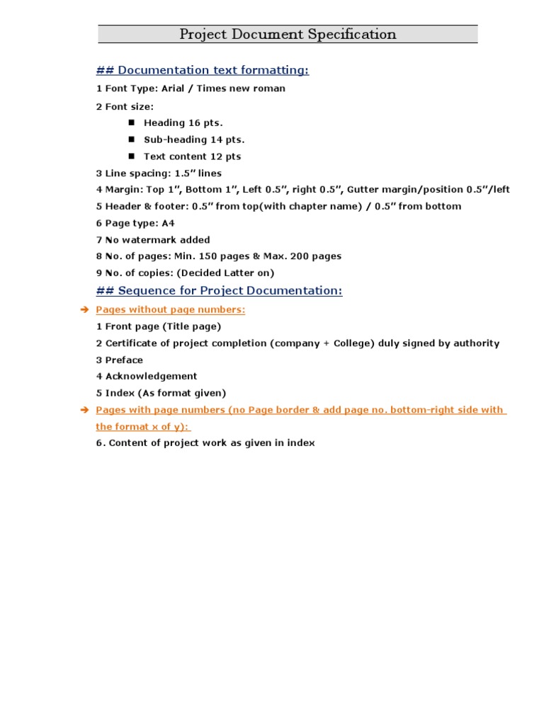 Specification Project | PDF