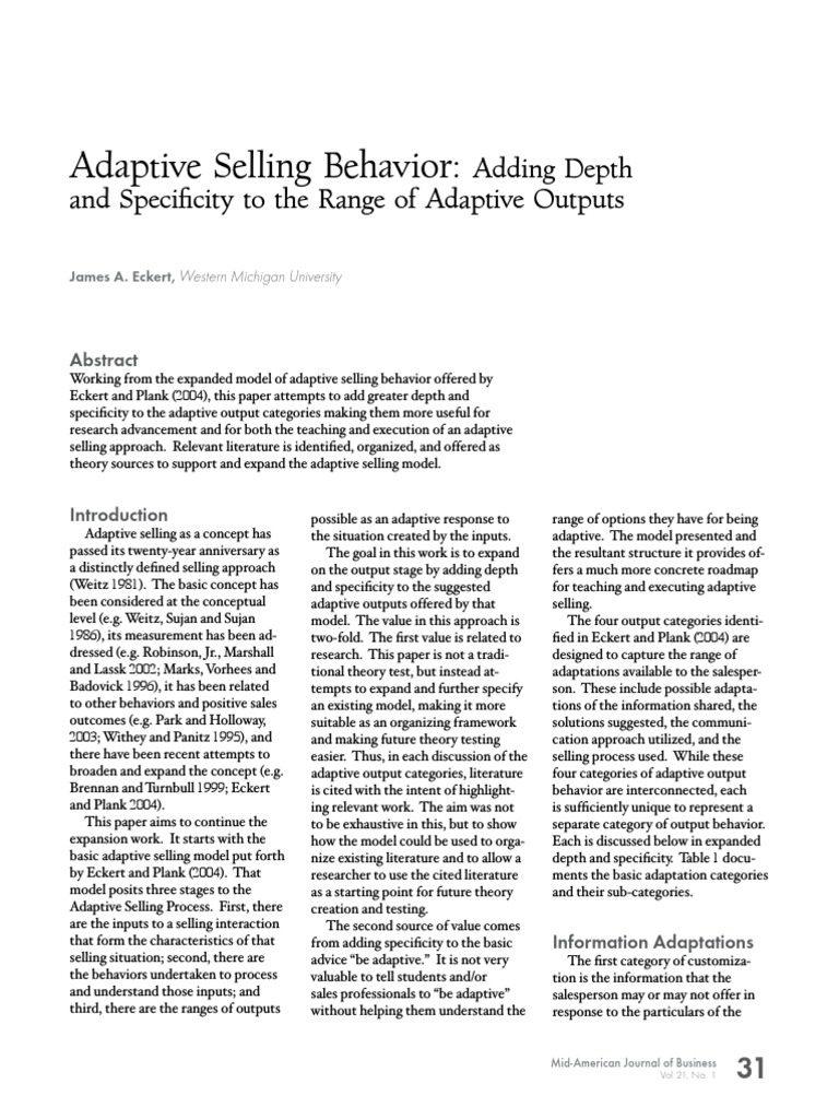 Enhancing Adaptive Selling Strategies | PDF | Sales | Communication