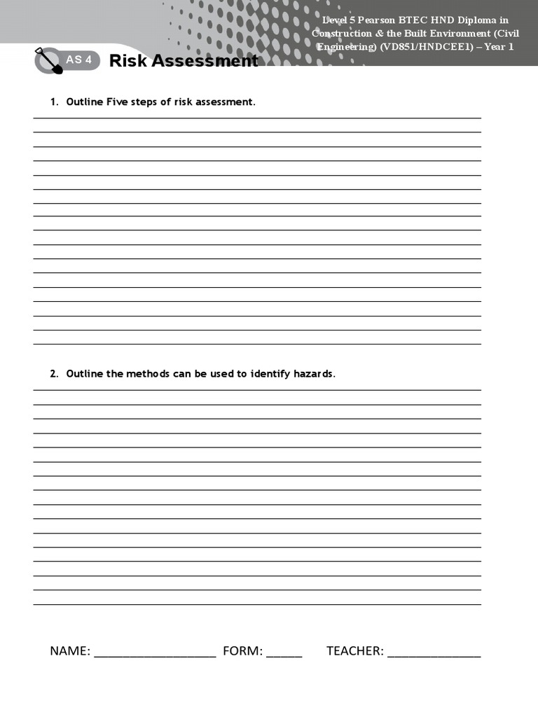 Outline Five Steps of Risk Assessment | PDF