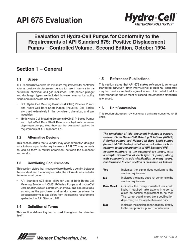 Metering Pump Conformance To API 675 10.31.06 | PDF | Pump ...
