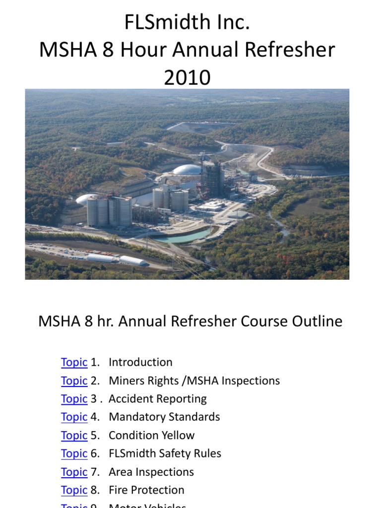 MSHA AR 2010 Course Outline Master | PDF | Law | Science & Mathematics