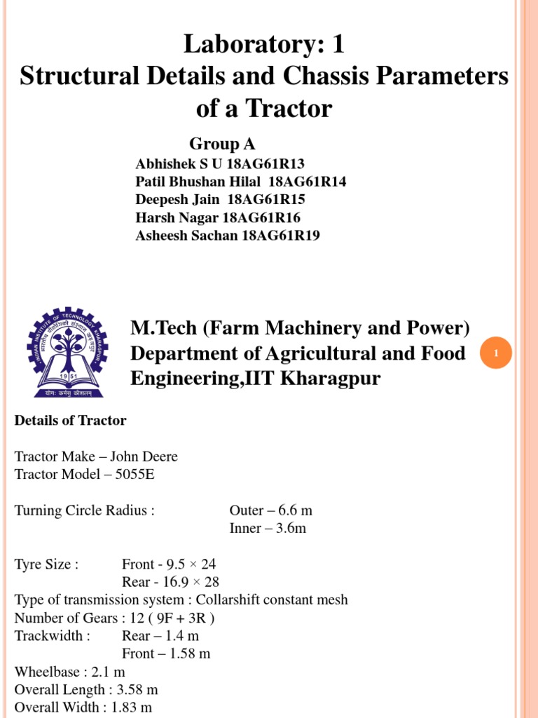 Laboratory1 Structural Details and Chassis Parameters of A Tractor ...