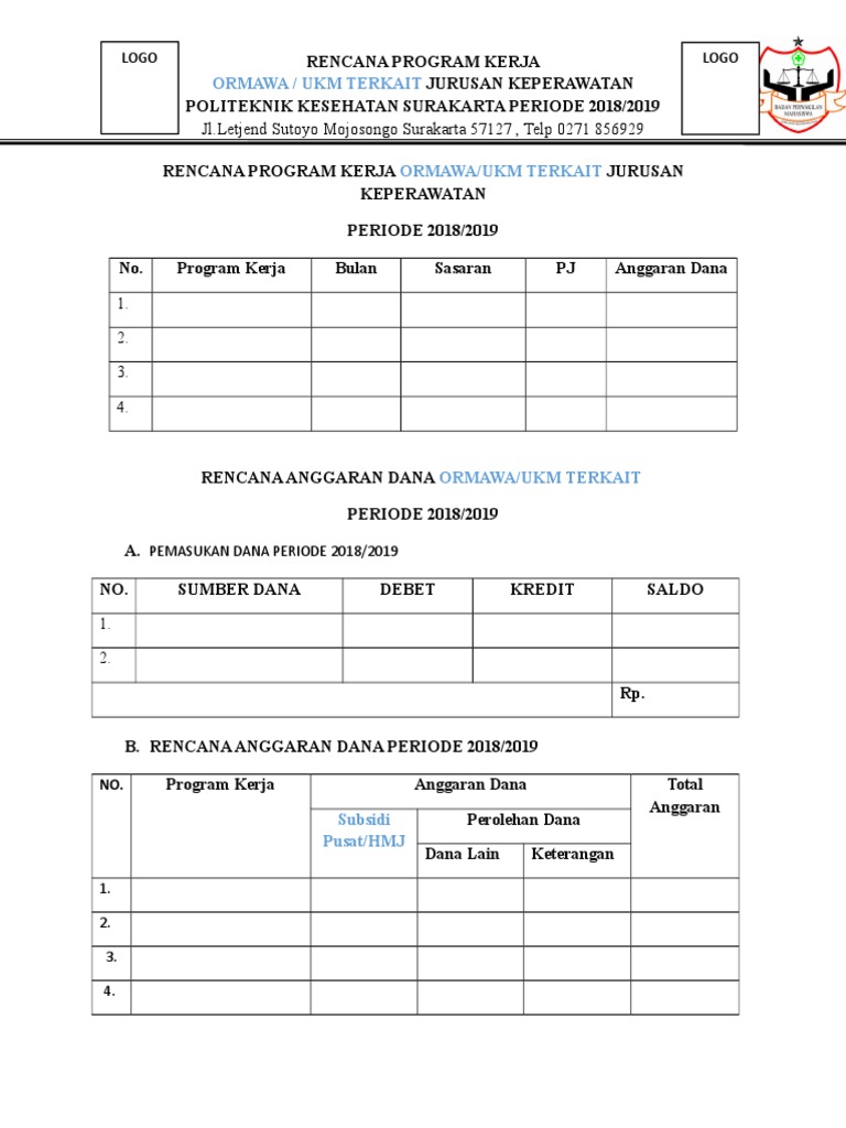 Format Rencana Program Kerja Ormawa Ukm-1 | PDF