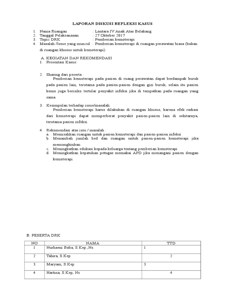 Laporan Diskusi Refleksi Kasus | PDF