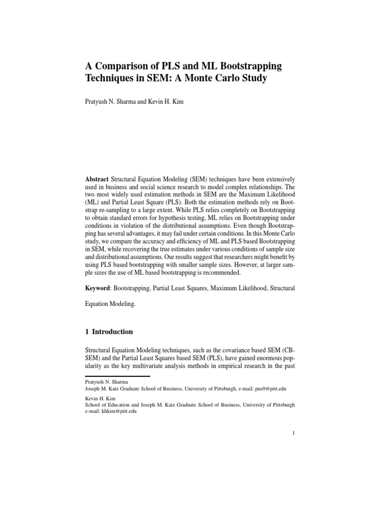 A Comparison of PLS and ML Bootstrapping Techniques in SEM: A Monte Carlo Study | PDF ...
