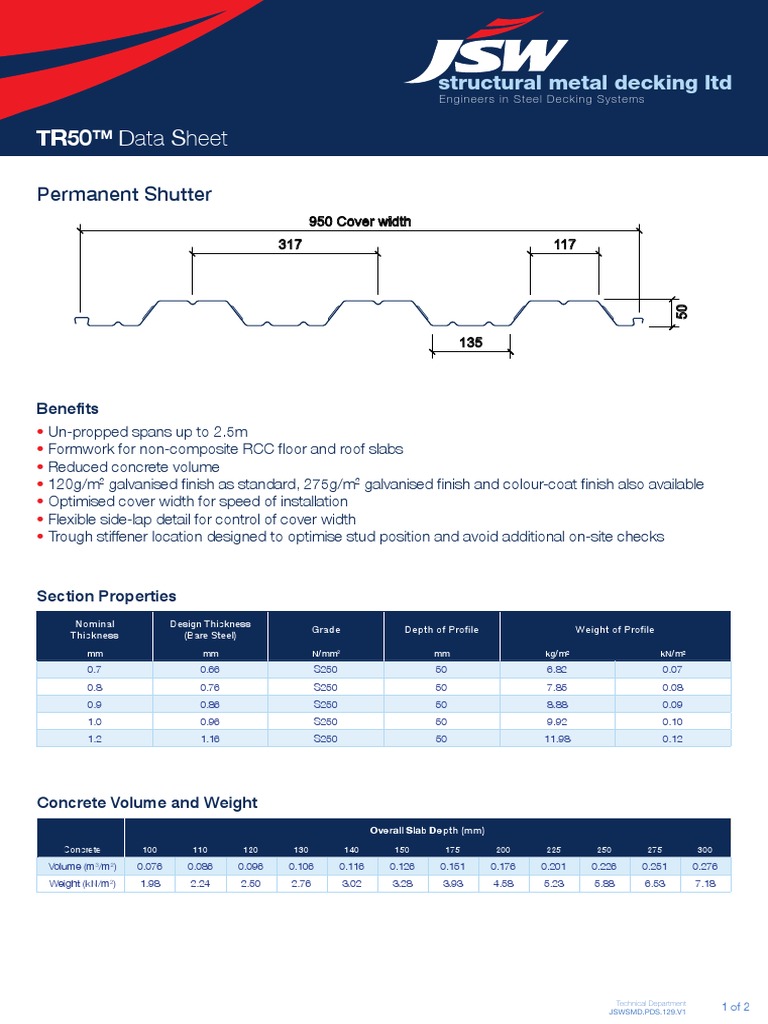 TR50 Data Sheet | Download Free PDF | Materials | Civil Engineering