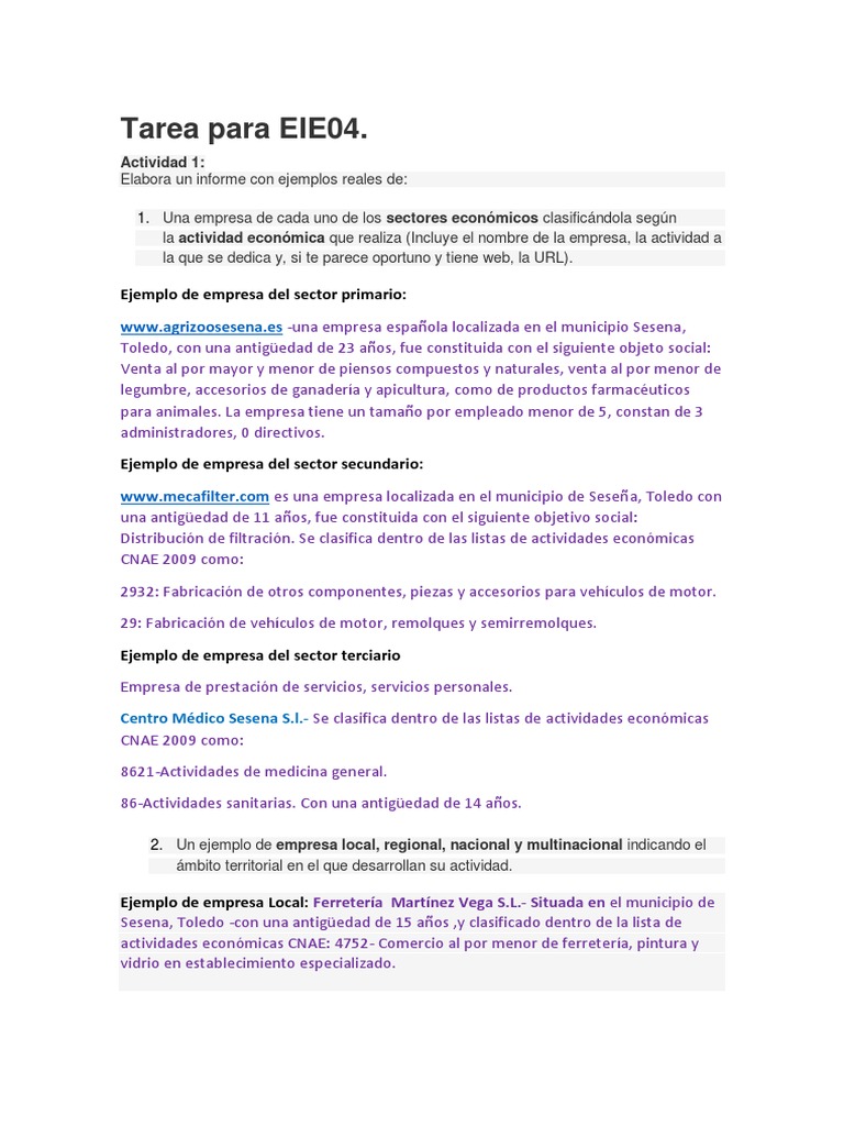 EIE Tarea 4 | PDF | Farmacia | Sector terciario de la economía