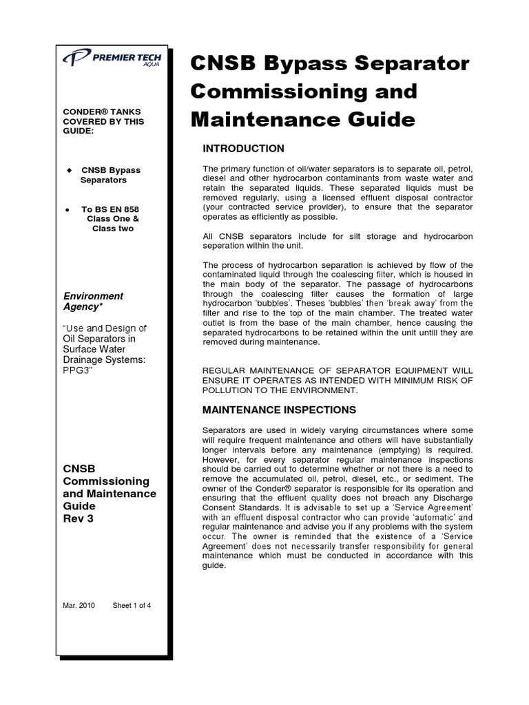 CNSB Bypass Separator Commissioning and Maintenance Guide: Conder ...