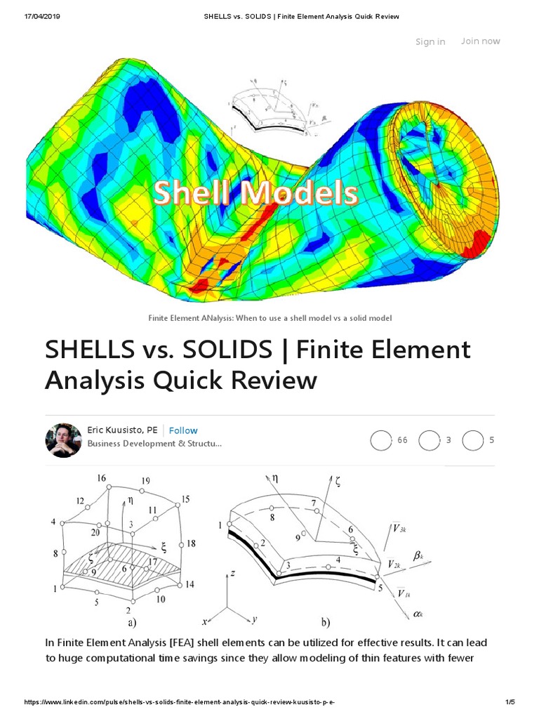 SHELLS vs. SOLIDS - Finite Element Analysis Quick Review | PDF | Stress ...