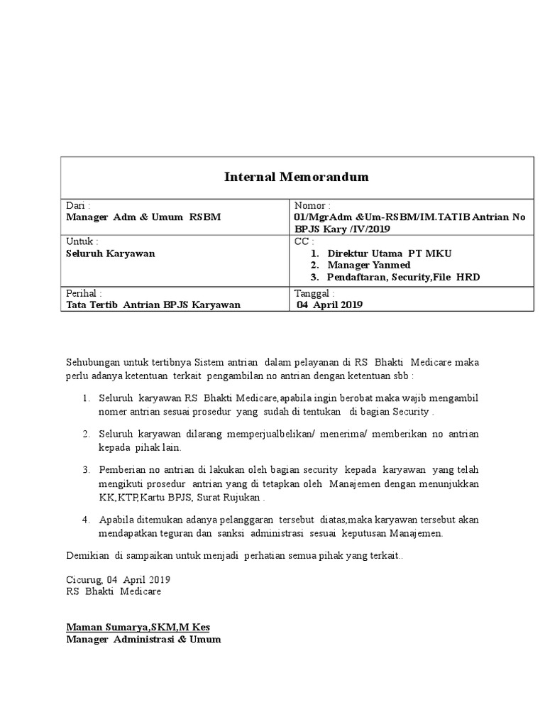 Internal Memo | PDF | Karier & Perkembangan