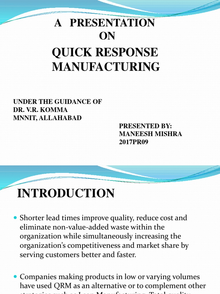 A Presentation ON: Quick Response Manufacturing | PDF | Business ...