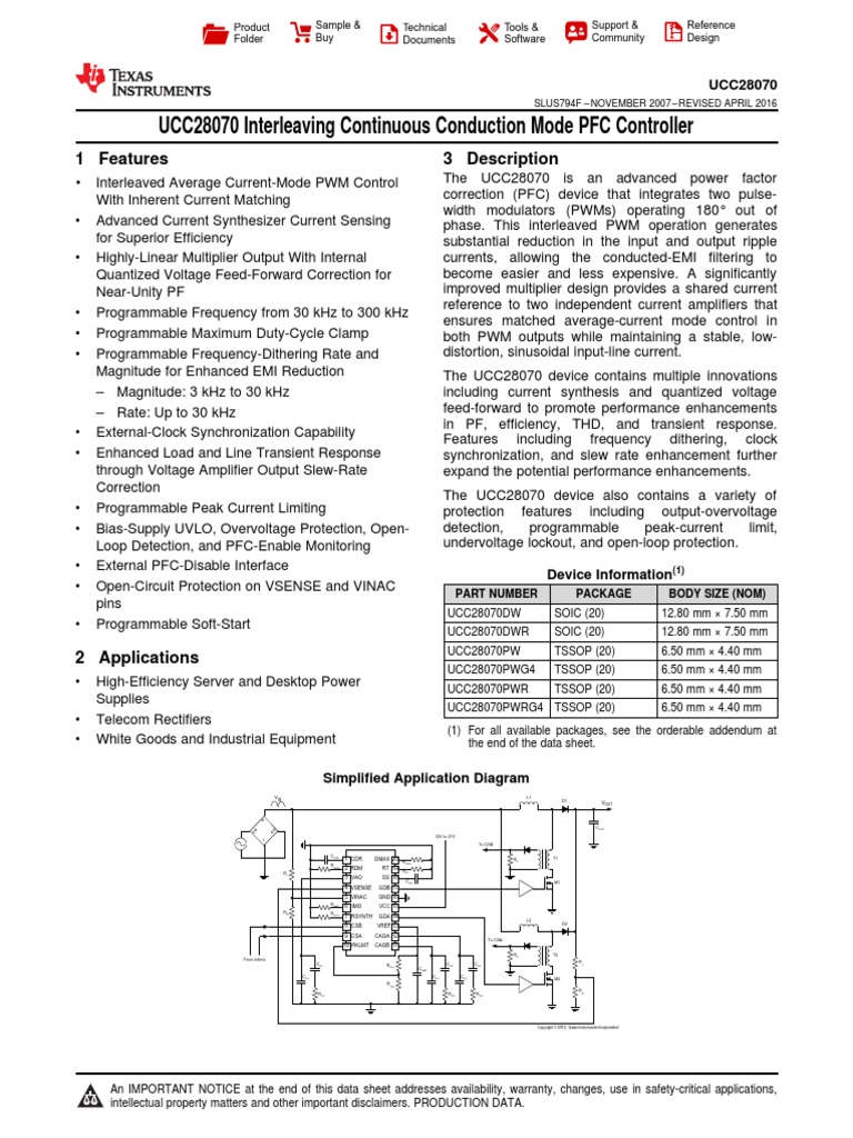 Ucc28070 PDF | PDF | Amplifier | Electrostatic Discharge