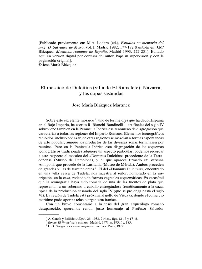 El Mosaico de Dulcitius Villa de El Ramalete Navarra y Las Copas ...