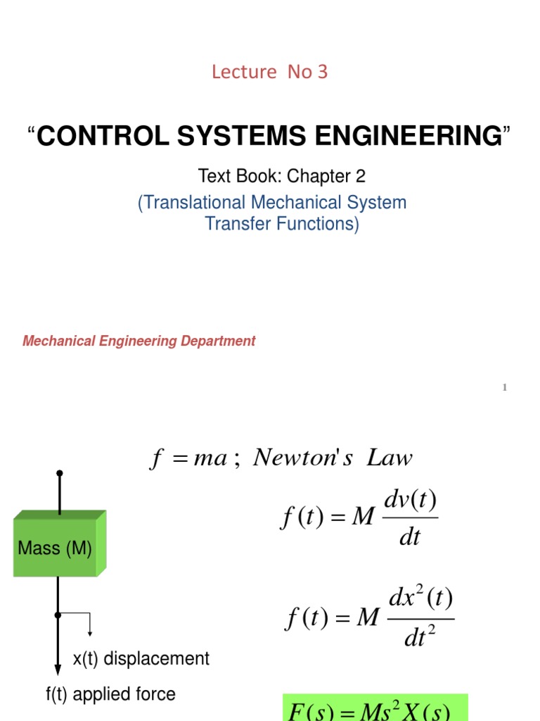 Lecture 03 Translational Mechanical Systems | PDF | Force | Physical Sciences