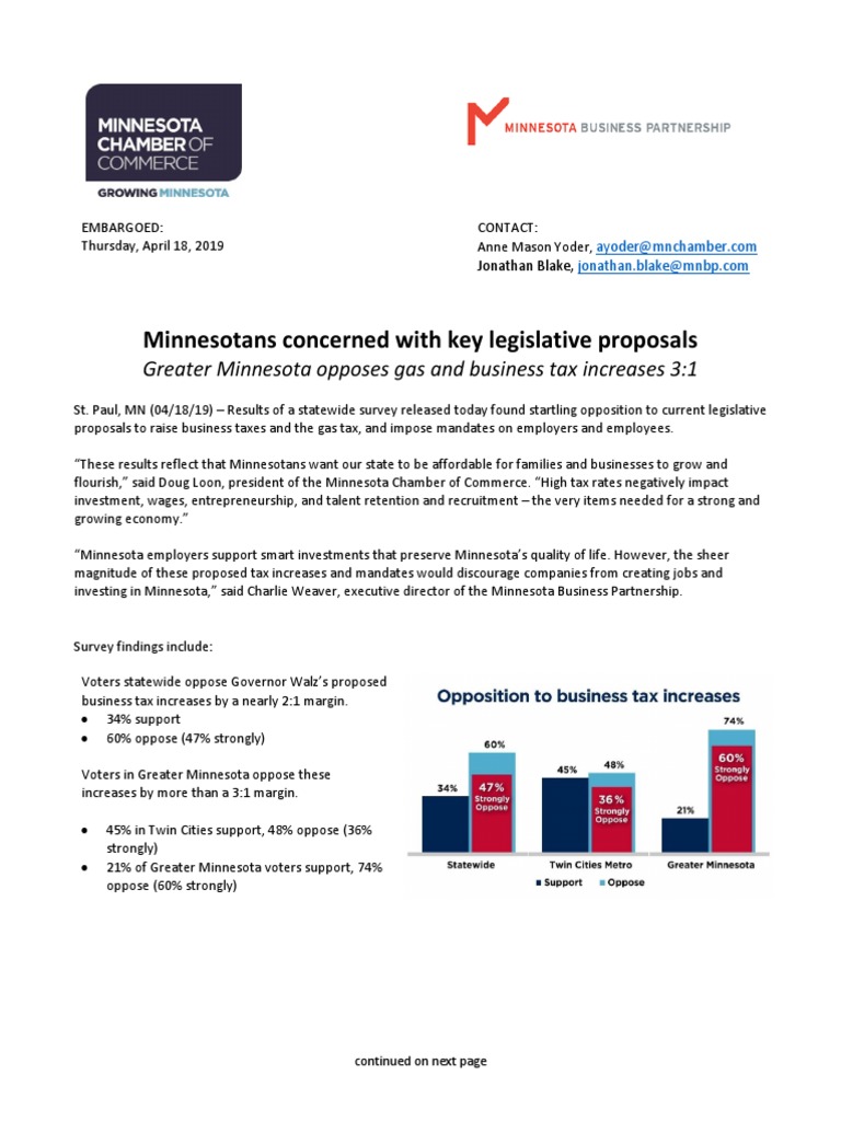 MN Chamber of Commerce and MN Business Partnership 2019 #MNleg Poll ...