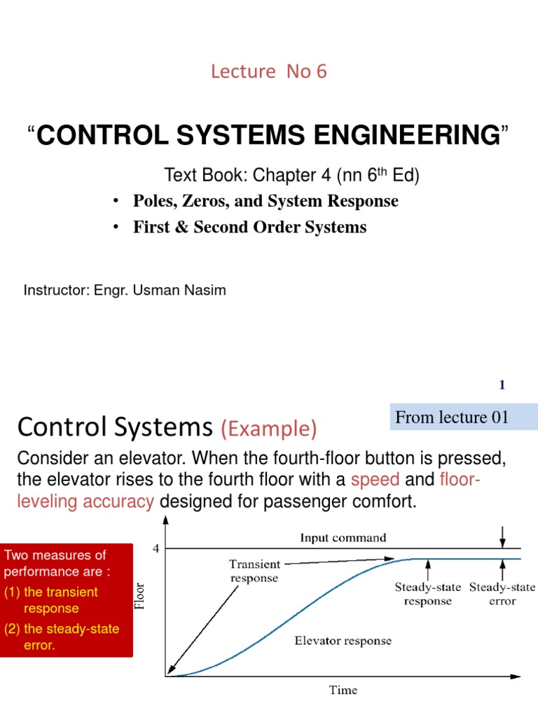 Analysis of First and Second Order Systems: Poles, Zeros, and Transient Response Characteristics ...