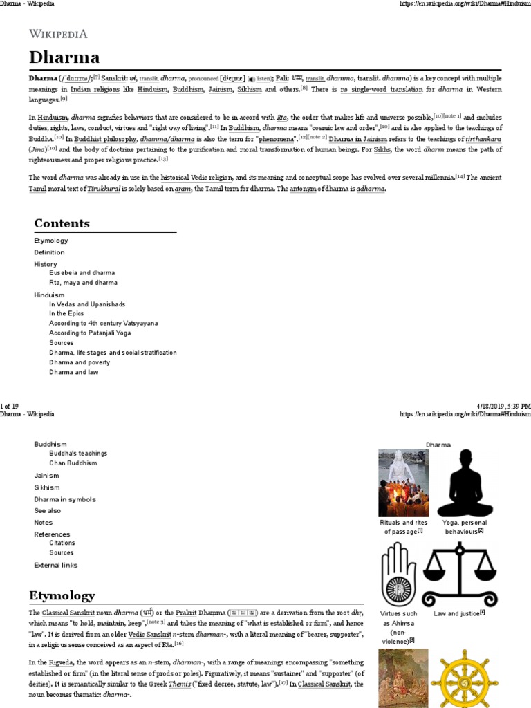 Dharma - Wikipedia | PDF | Dharma | Indian Religions