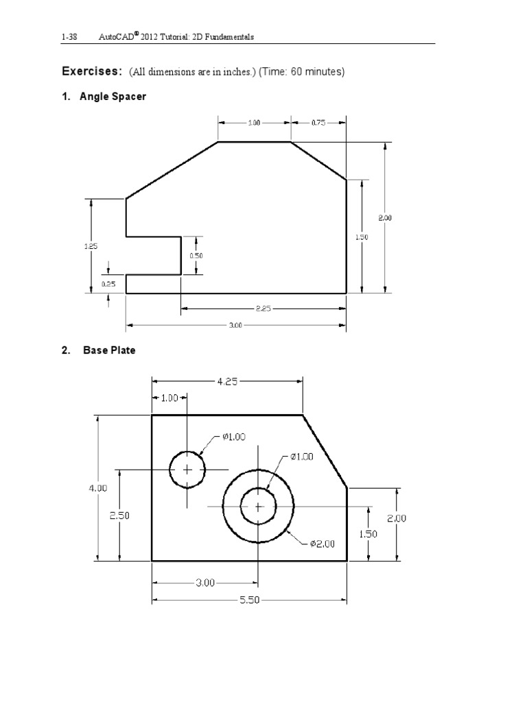 Fundamental 2D CAD Exercises: Creating Basic Mechanical Parts Using ...