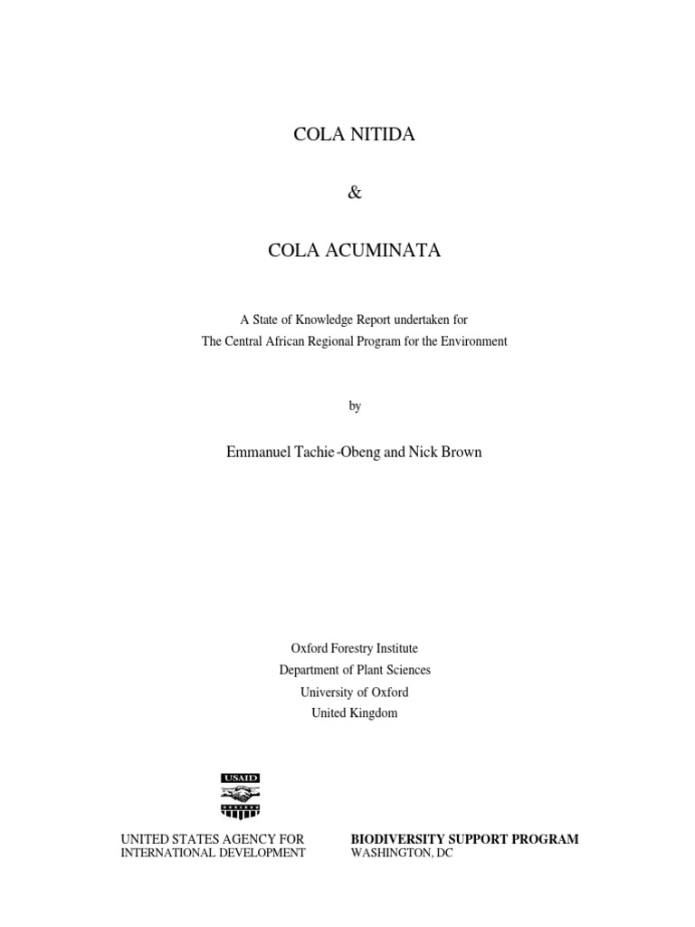 COLA NITIDA & COLA ACUMINATA - Central African Regional Program For The ...