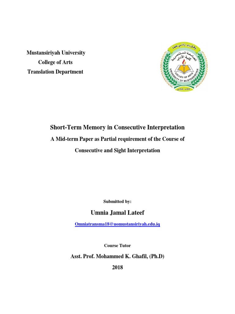 Short Term Memory in Consecutive Interpreting - Paper | PDF | Language Interpretation | Memory