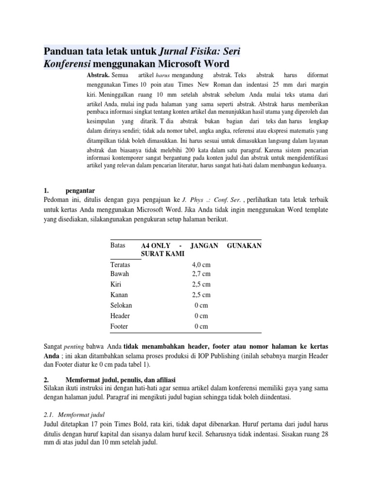 Panduan Format Jurnal Fisika Word | PDF