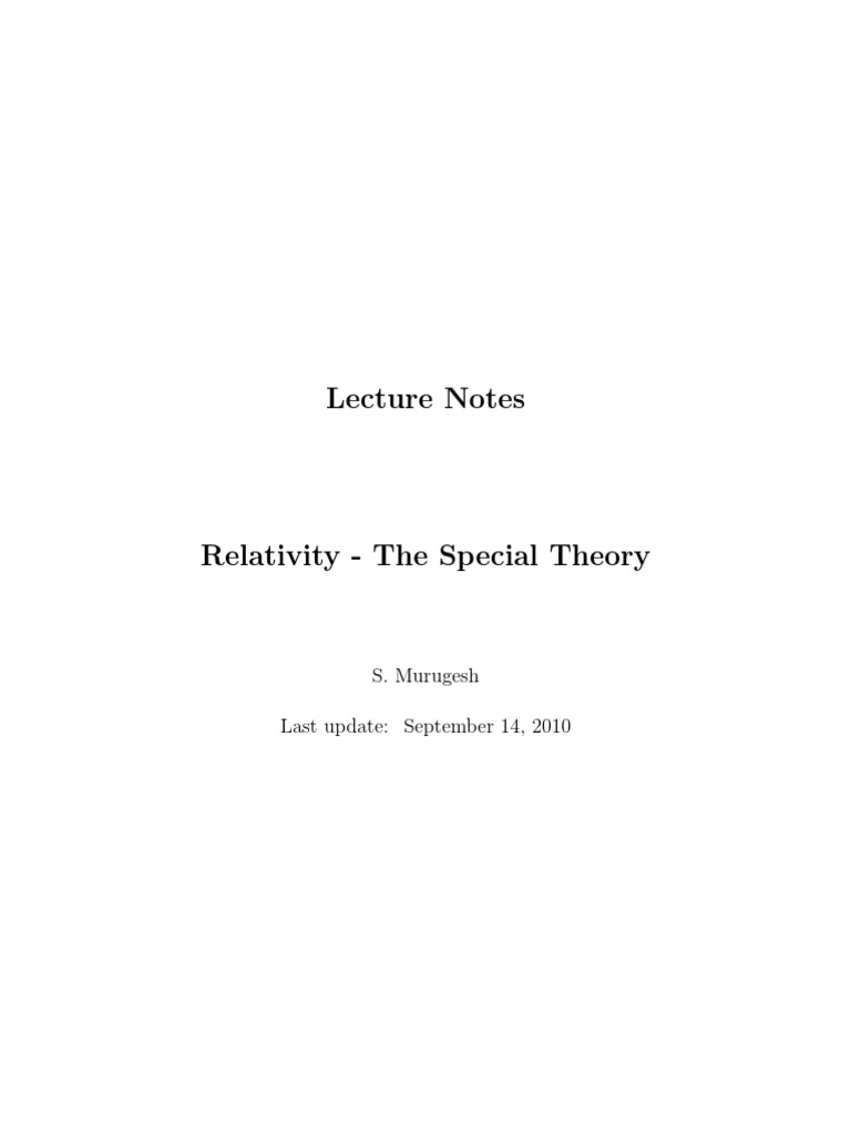 Relativity | PDF | Spacetime | Special Relativity