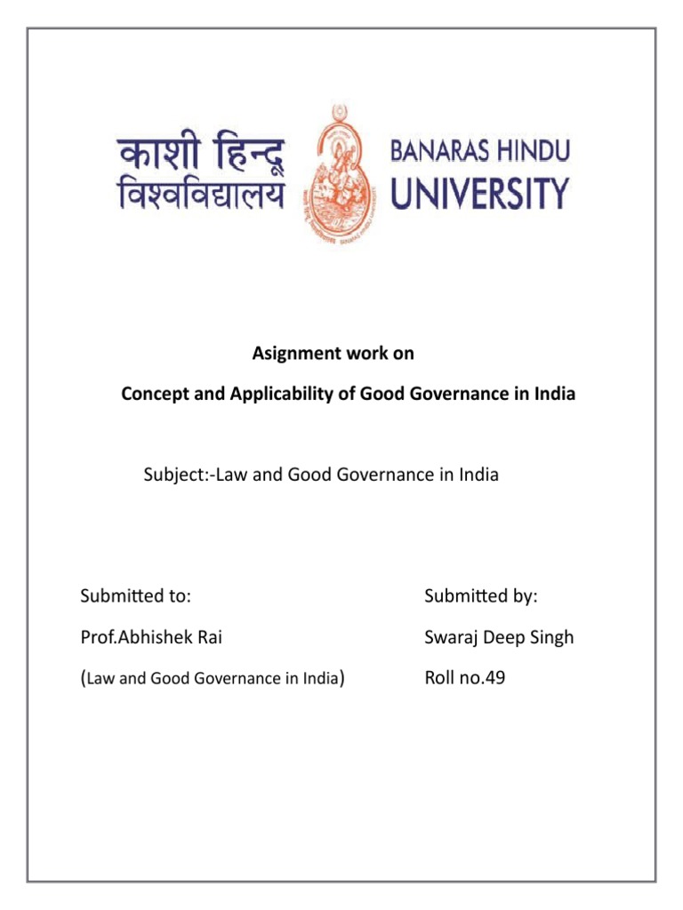 Asignment Work On Good Governance | PDF