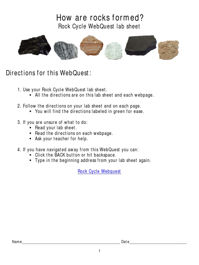 Rock Cycle Webquest Lab Sheet | PDF | Rock (Geology) | Web Page