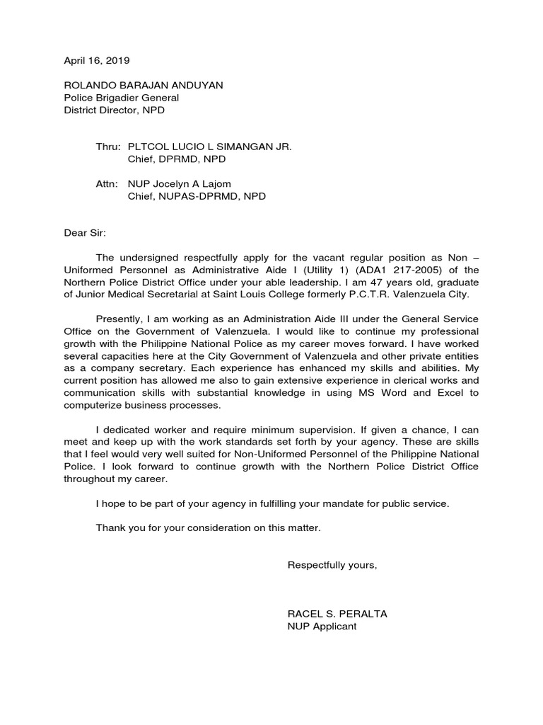 NUP Application Letter Rasel Boni 2 | PDF | Government | Business