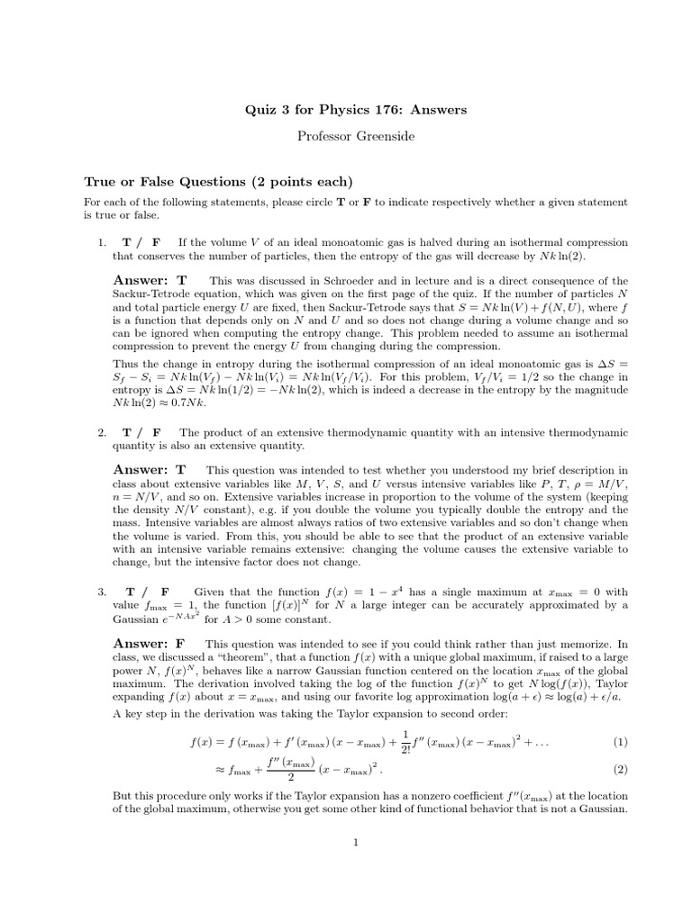 Entropy. Questions and Answers | PDF | Gases | Entropy