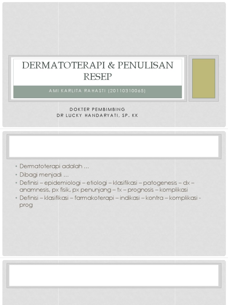 Dermatoterapi Dan Penulisan Resep | PDF