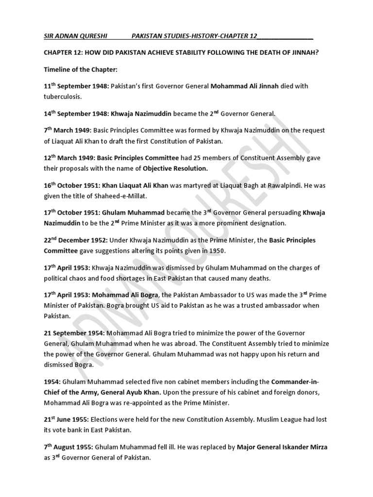 Chapter 12-Ministries-Notes | PDF | Pakistan | Pakistan Peoples Party