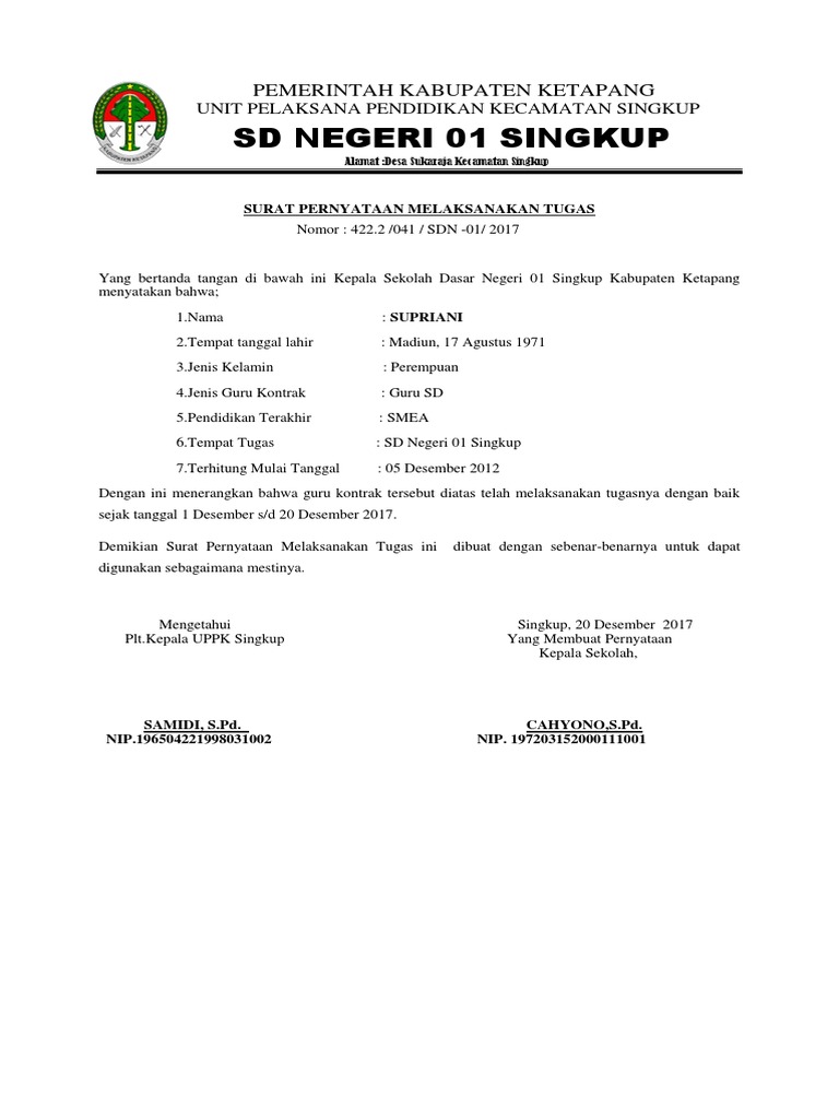 SPMT Guru Kontrak BLN Oktober 2018 | PDF