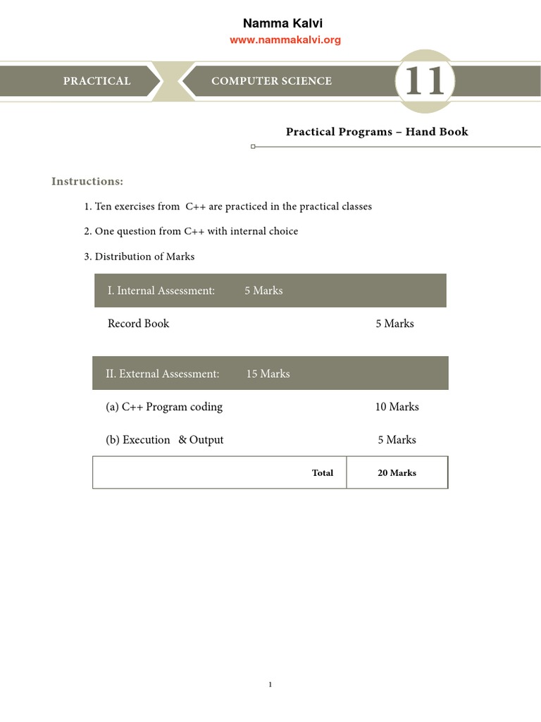 11th Computer Science Practical Hand Book English Medium | PDF | Subroutine | Method (Computer ...