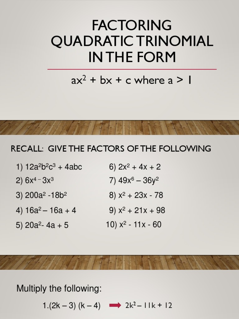 Factoring Quadratic Trinomials Guide | PDF | Computers