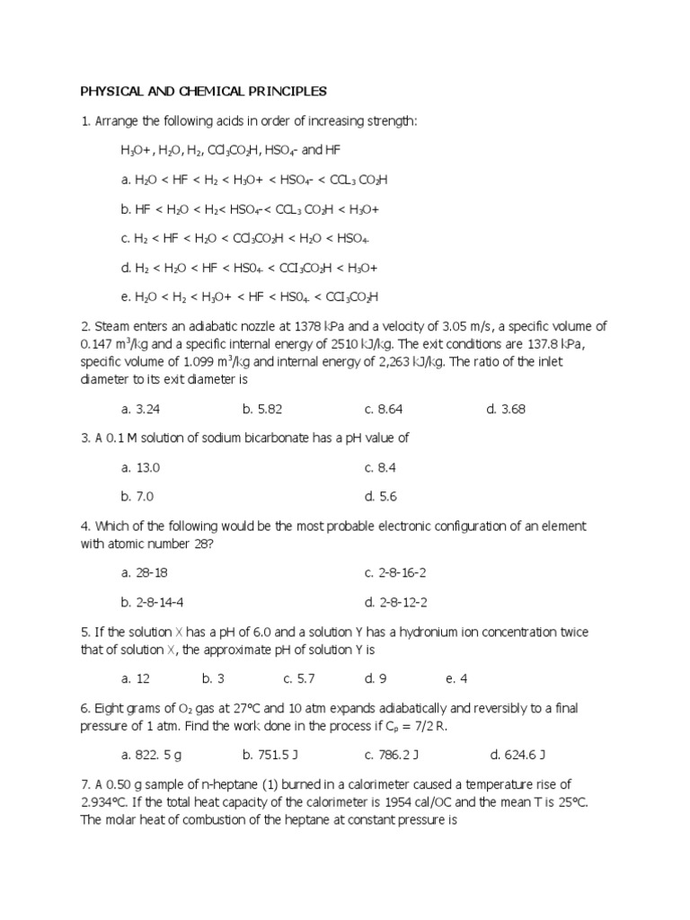 Physical and Chemical Principles | PDF | Properties Of Water | Acid