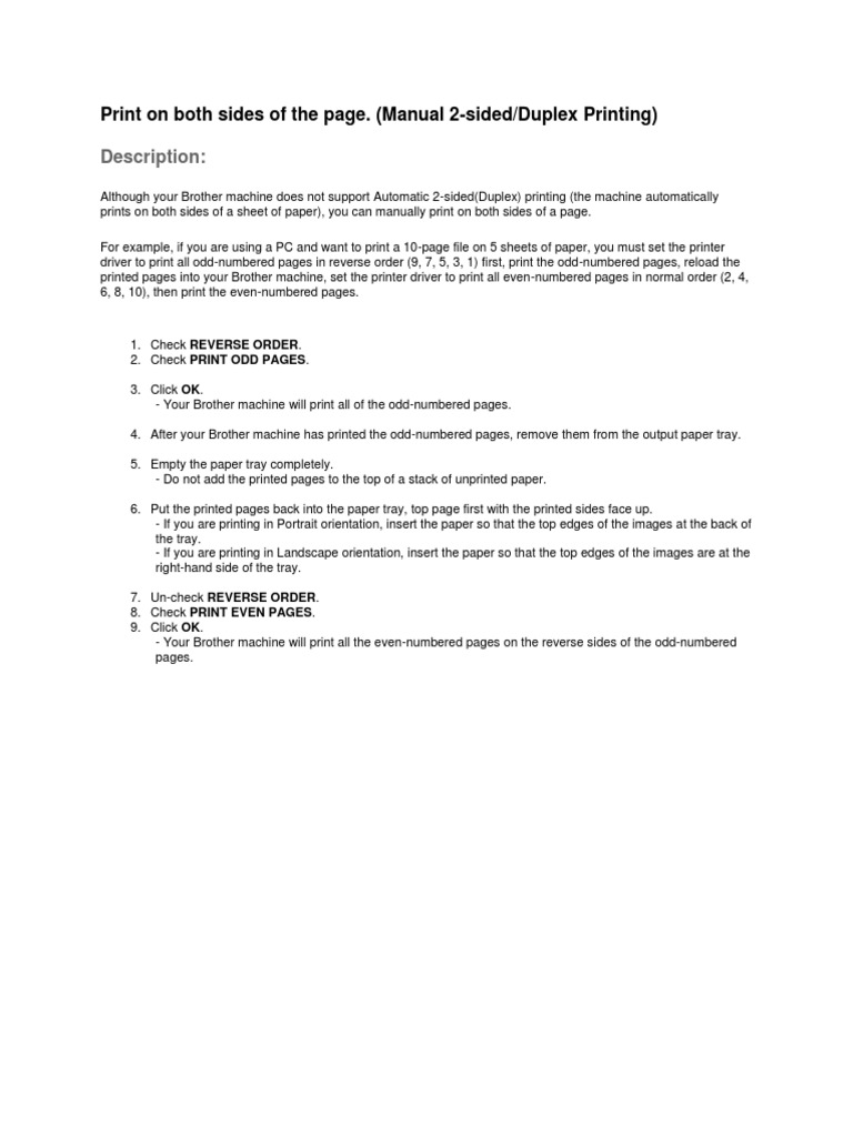 Description:: Print On Both Sides of The Page. (Manual 2-Sided/duplex ...