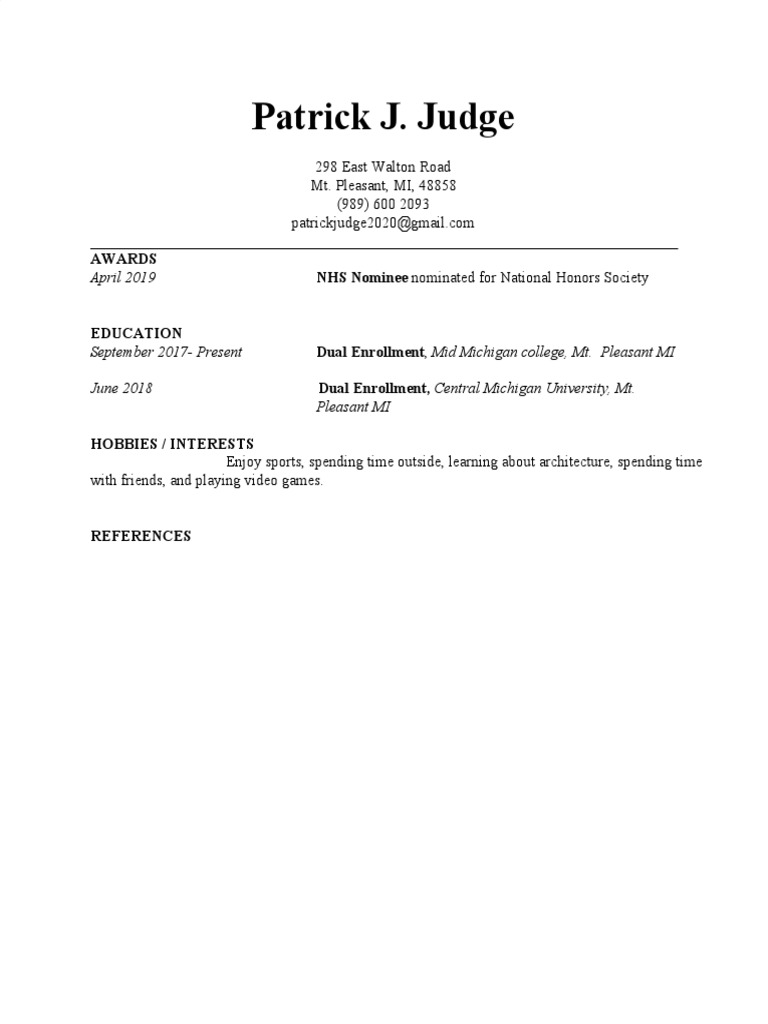 Resume Eng 11b3 2019 | PDF