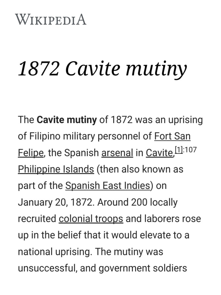 1872 Cavite Mutiny - Wikipedia | PDF | Spanish Colonization Of The ...
