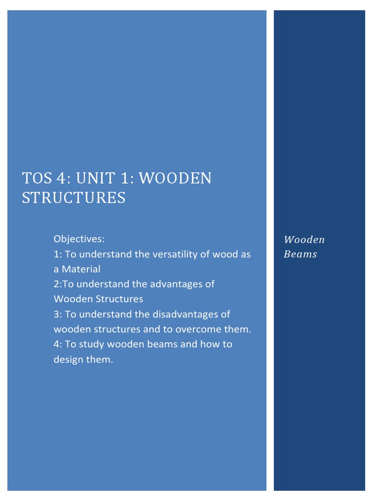 TOS 4 Unit 1 Wooden Structures PDF | PDF | Wood | Beam (Structure)