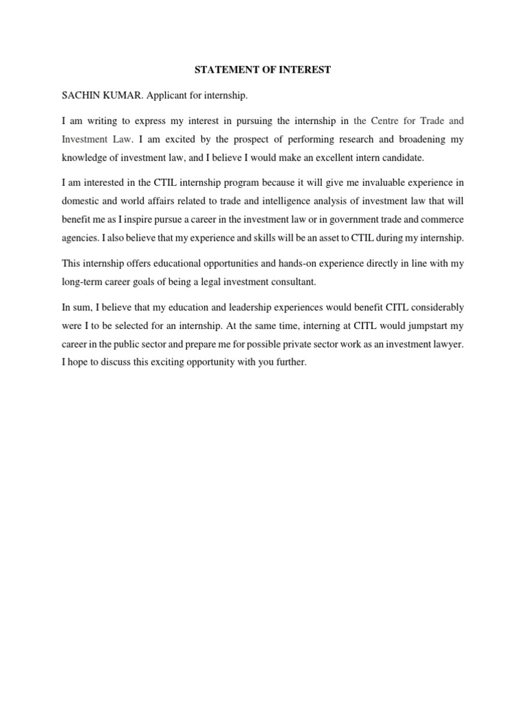 Statment of Interest 2 | PDF