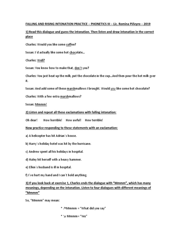Falling and Rising Intonation Practice | PDF | Language Arts & Discipline