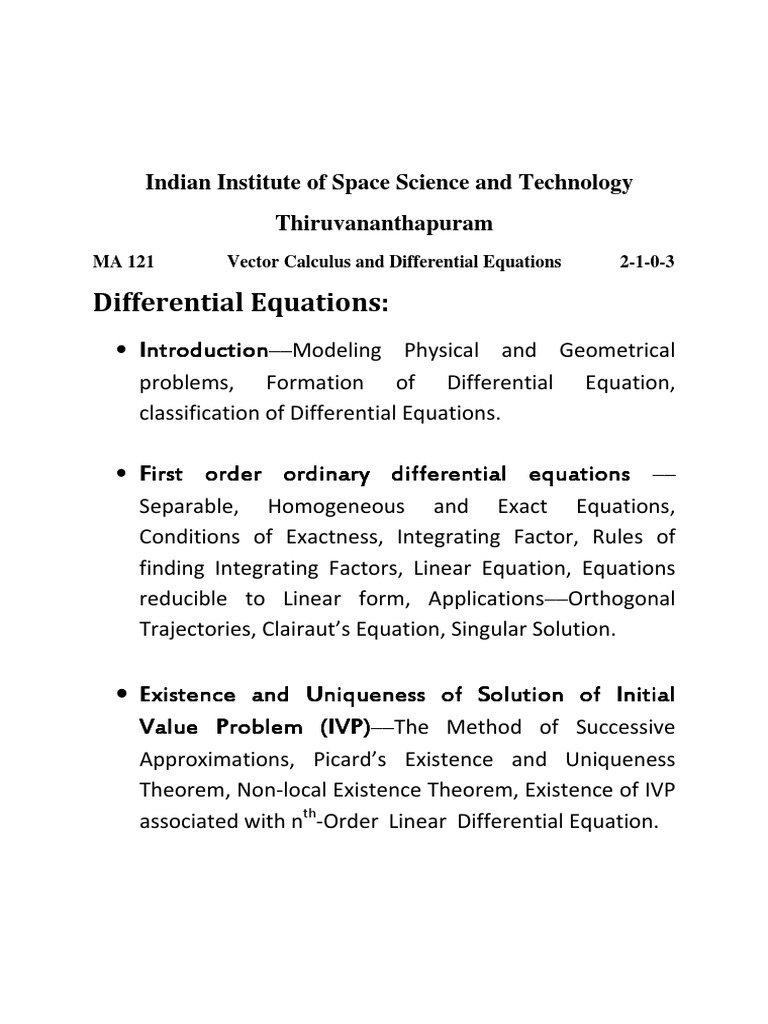 Diff-Eqn Syllabus PDF | PDF